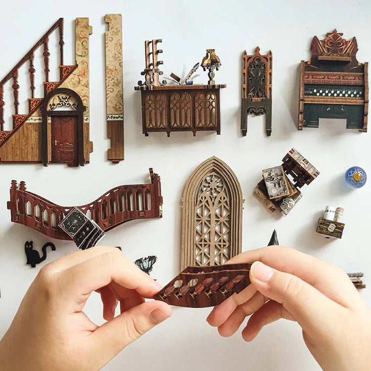 3D Wooden Puzzle | Book Nook Kits & Night Light DIY Assembling Crafts ...