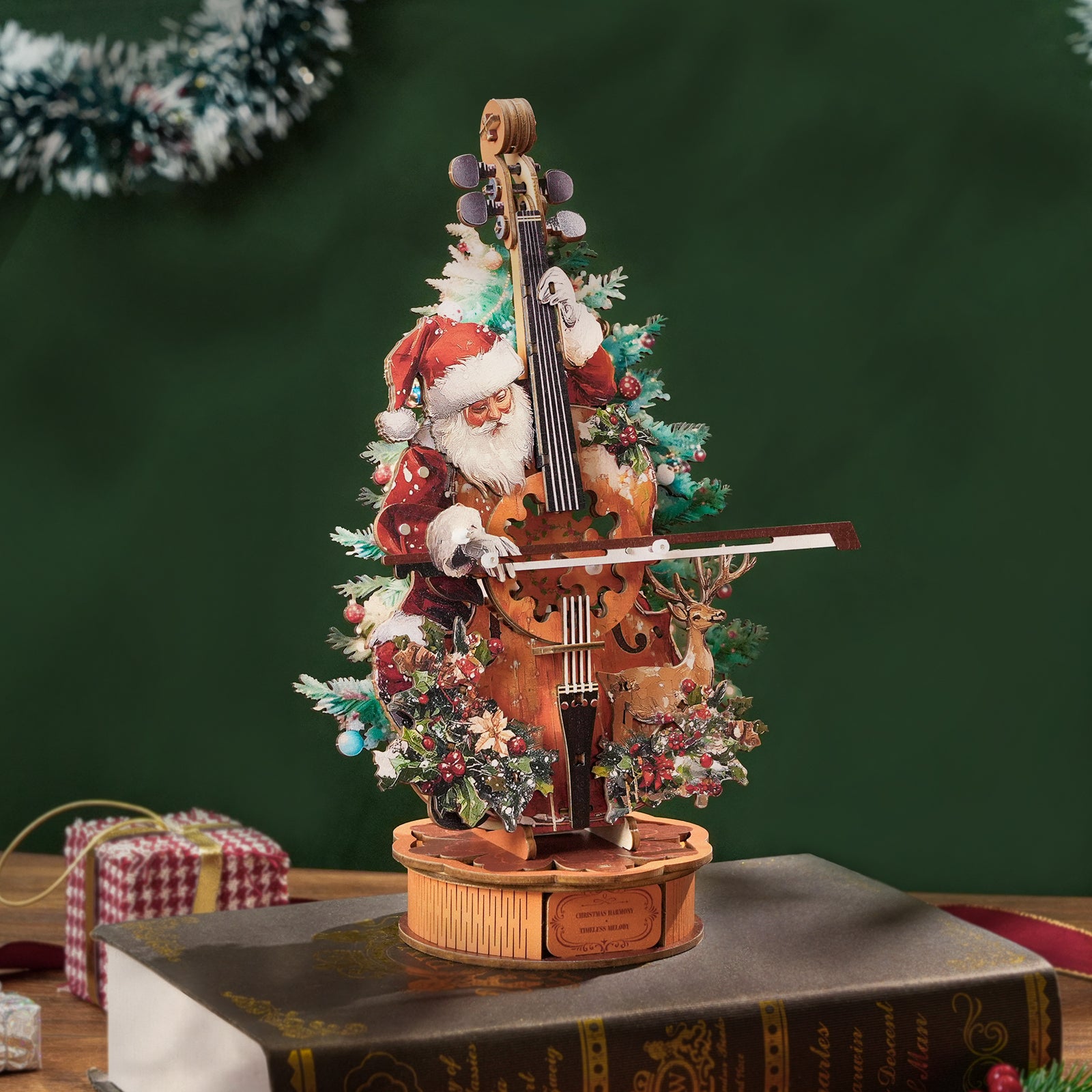 Christmas Concerto Cello – DIY Wooden Music Box, 3D Puzzle Craft Kit ...