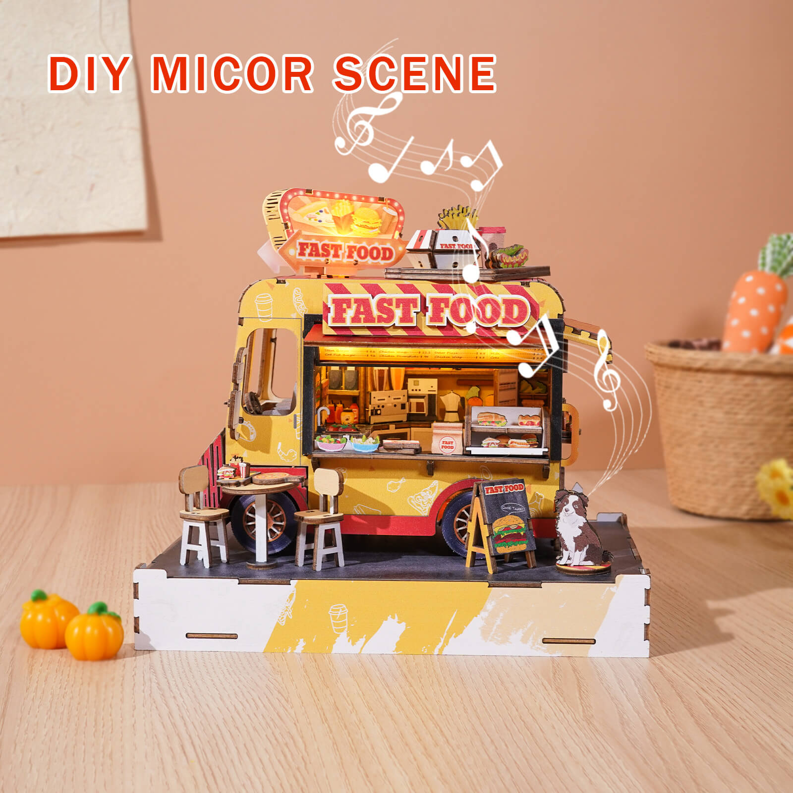 Fast Food Cart – DIY Miniature House, 3D Wooden Puzzle – Woodbests