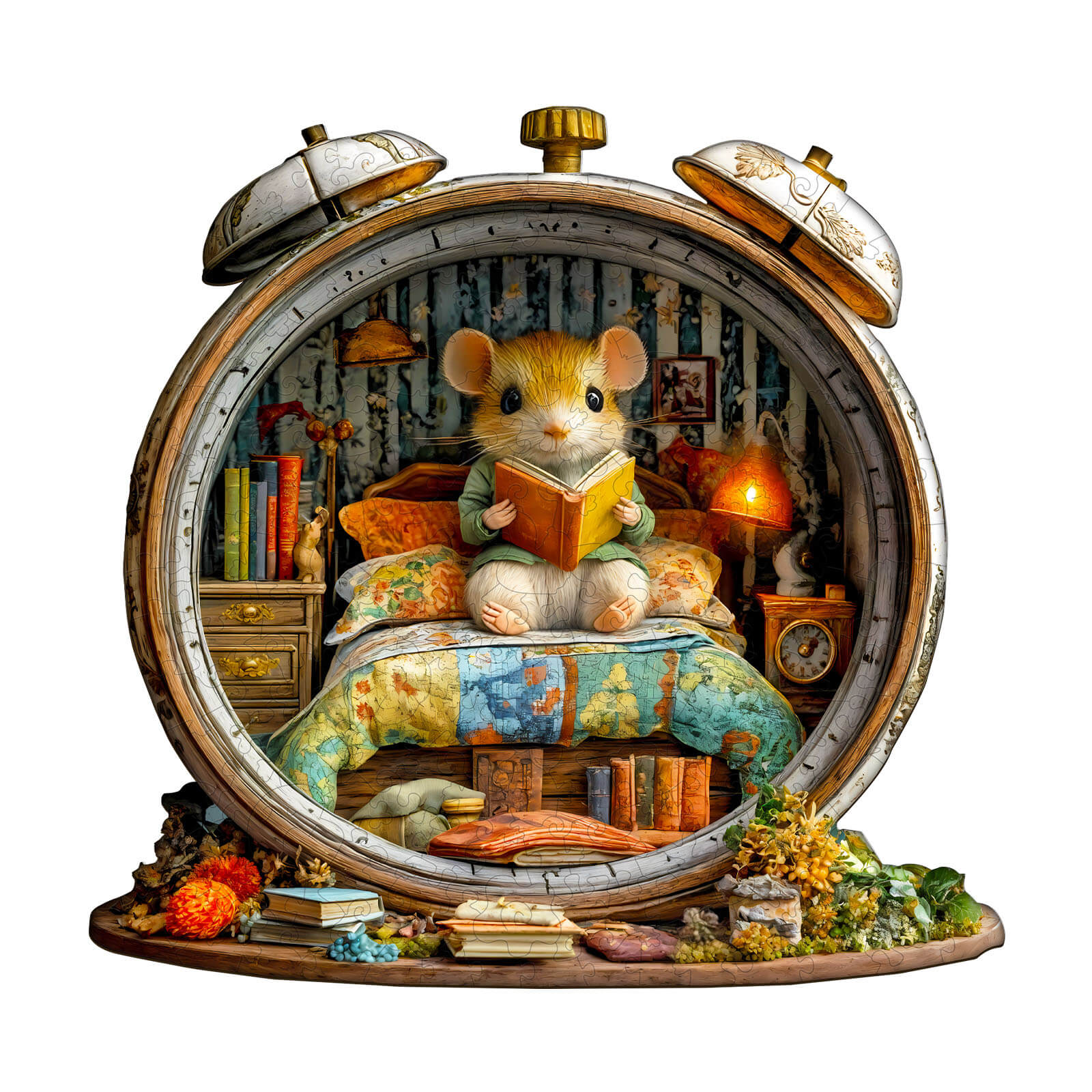 WOODBESTS |Alarm clock mouse Wooden Puzzle – Woodbests