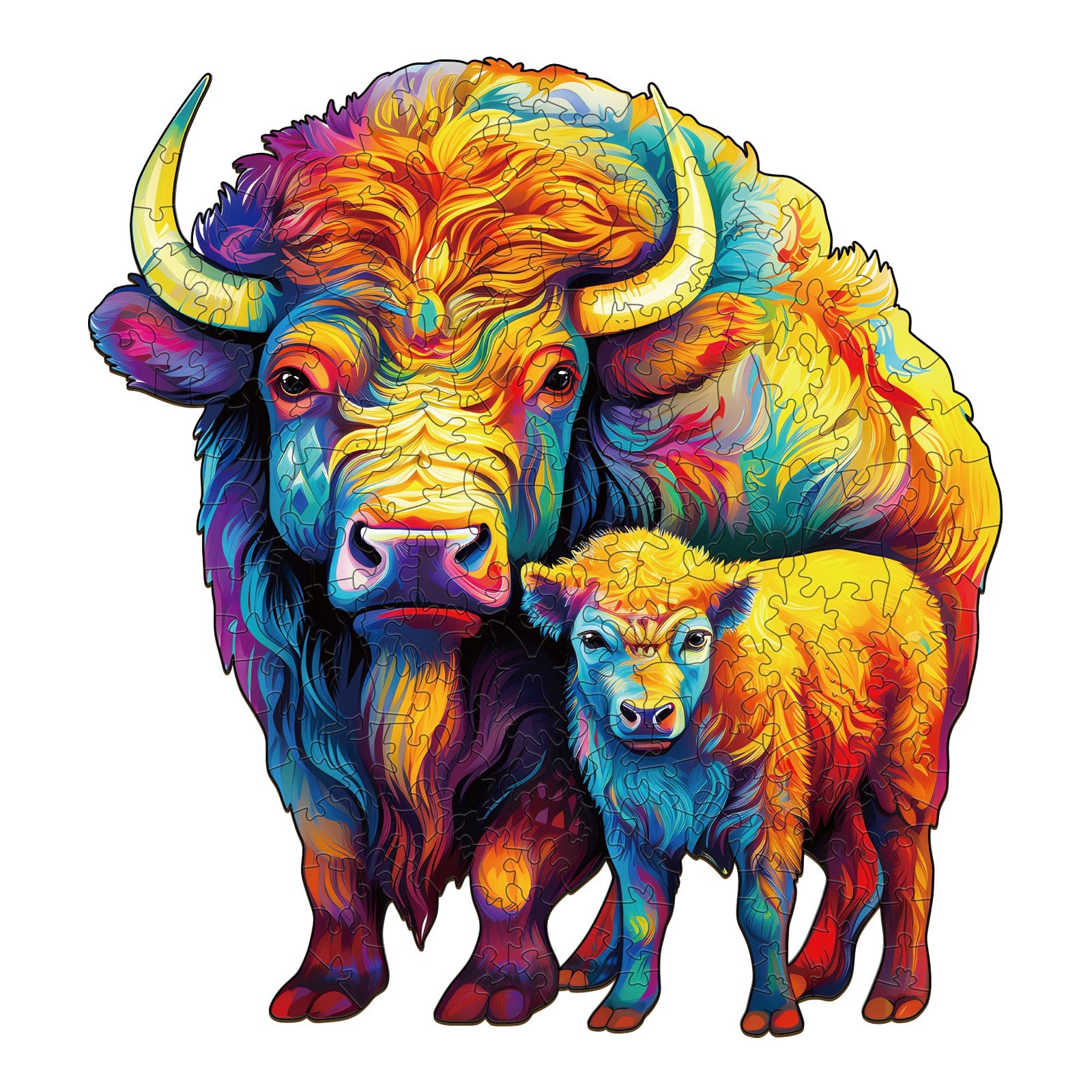 Woodbests | Family american bison Wooden Jigsaw Puzzle