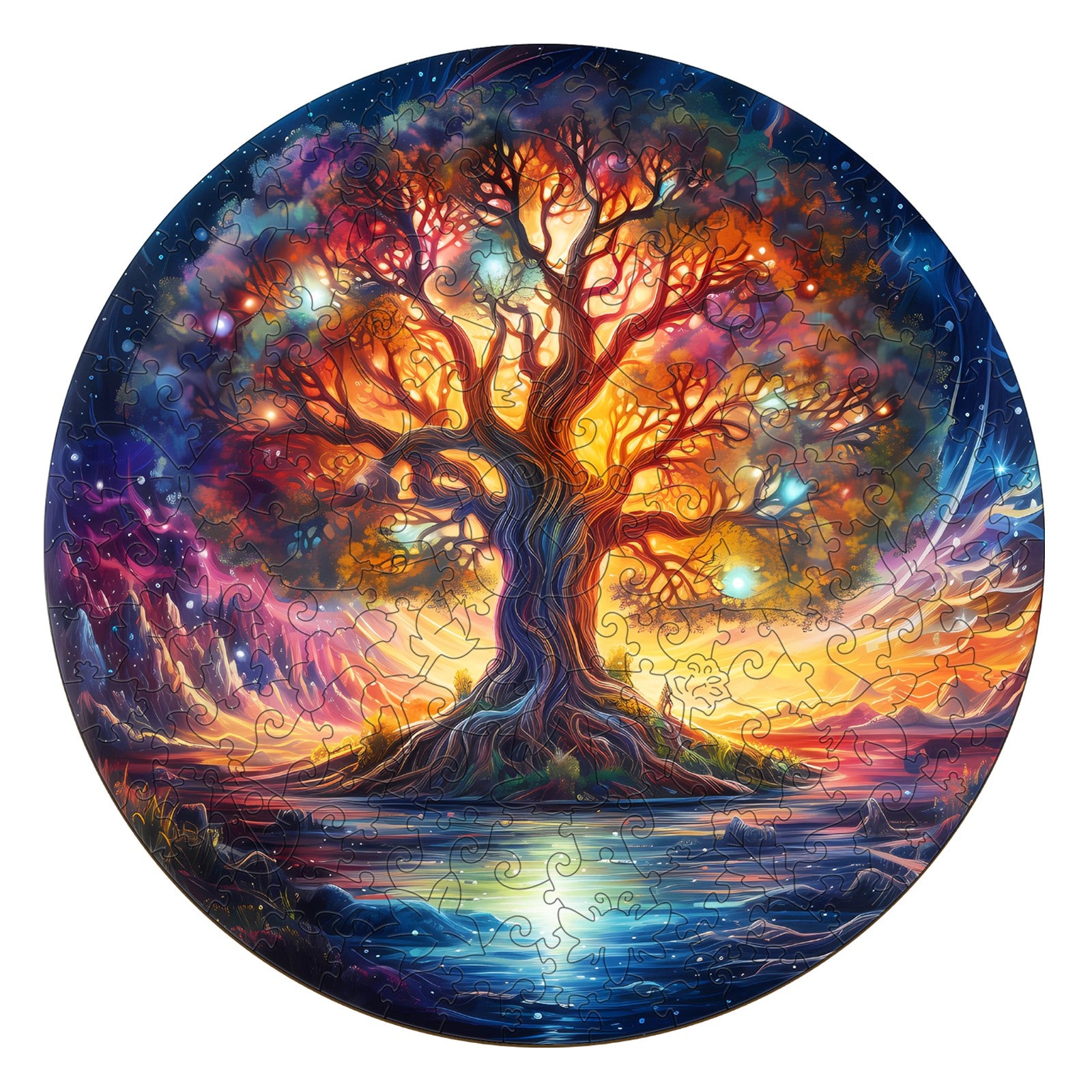 Starry Night Tree of Life Wooden Jigsaw Puzzle – Woodbests