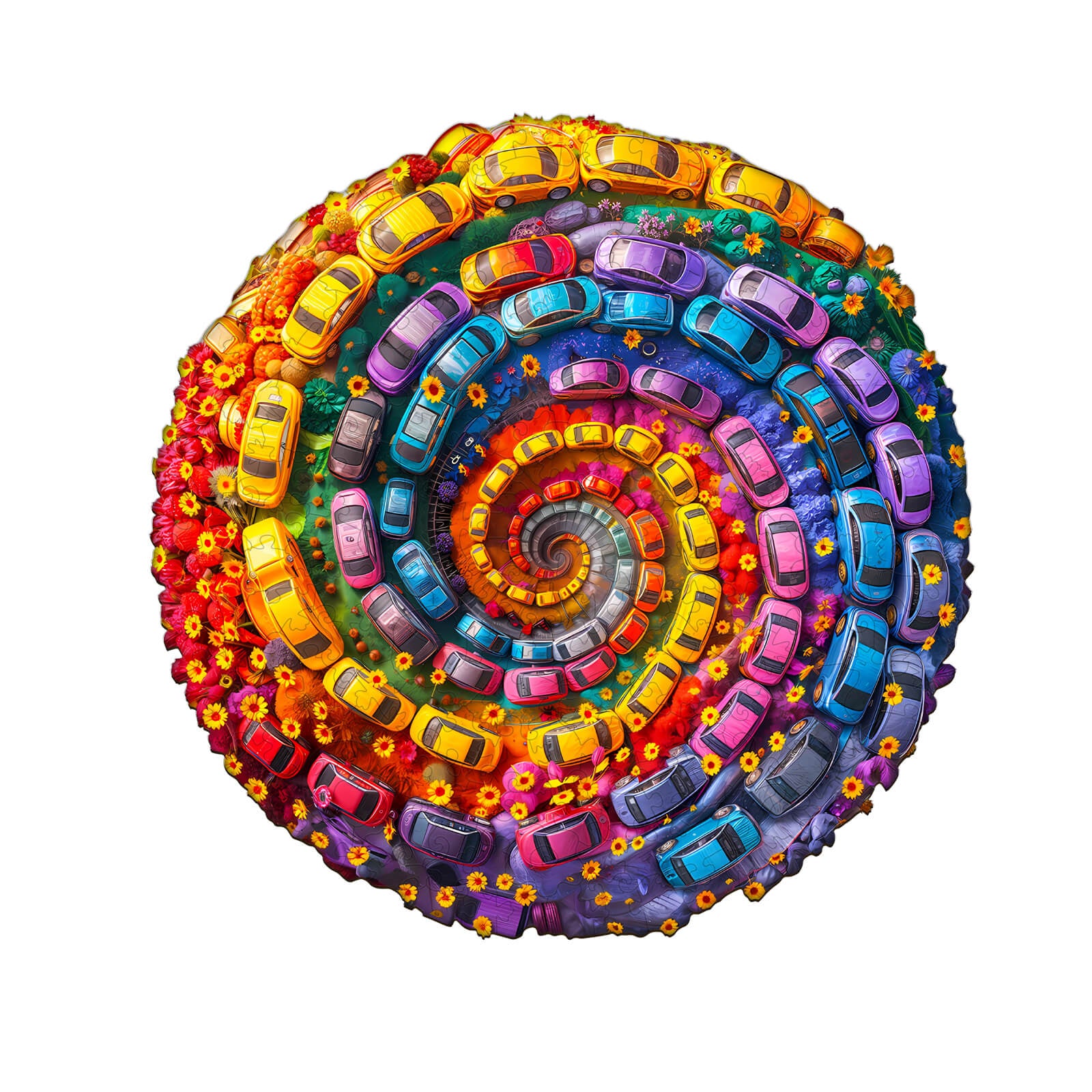 WOODBESTS |Colorful Swirl Car-1 Wooden Puzzle – Woodbests