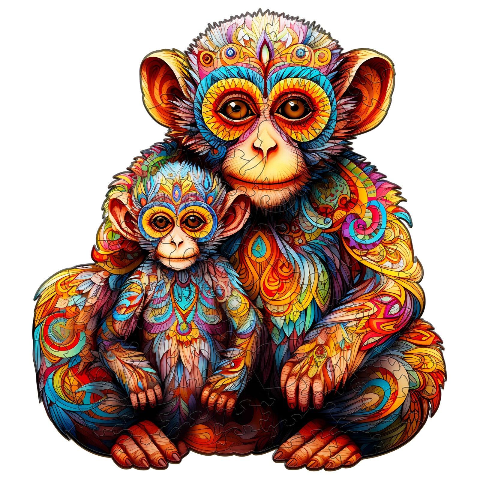 Monkey Family Wooden Jigsaw Puzzle – Woodbests