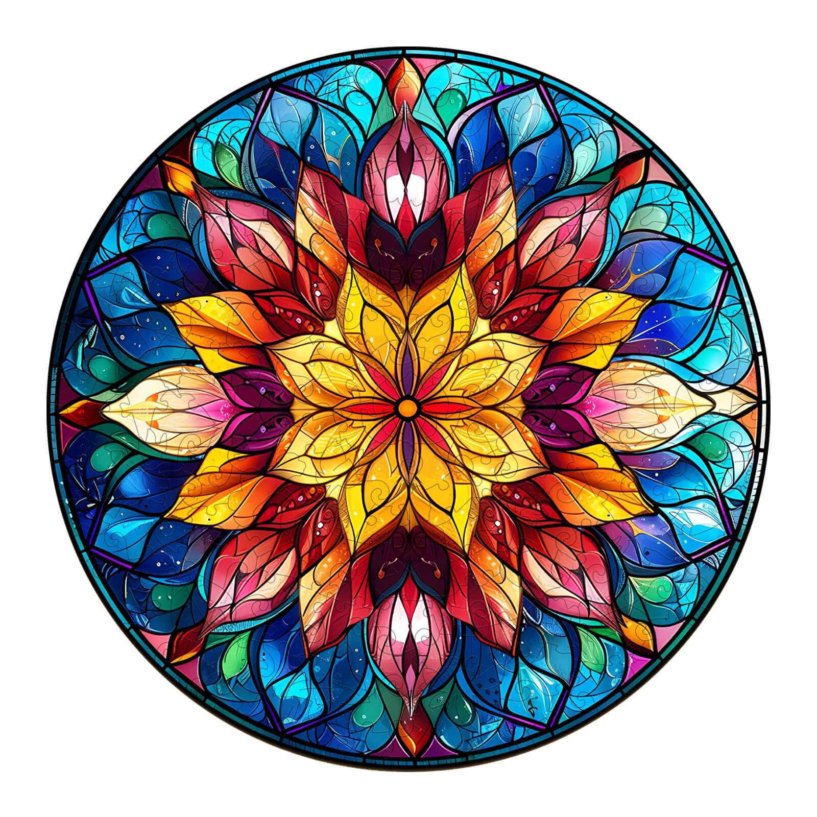 WOODBESTS | Stained Glass Mandala Wooden Puzzle – Woodbests