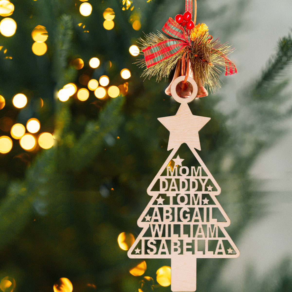 Personalized Christmas Tree Name Wooden Plaque – Woodbests