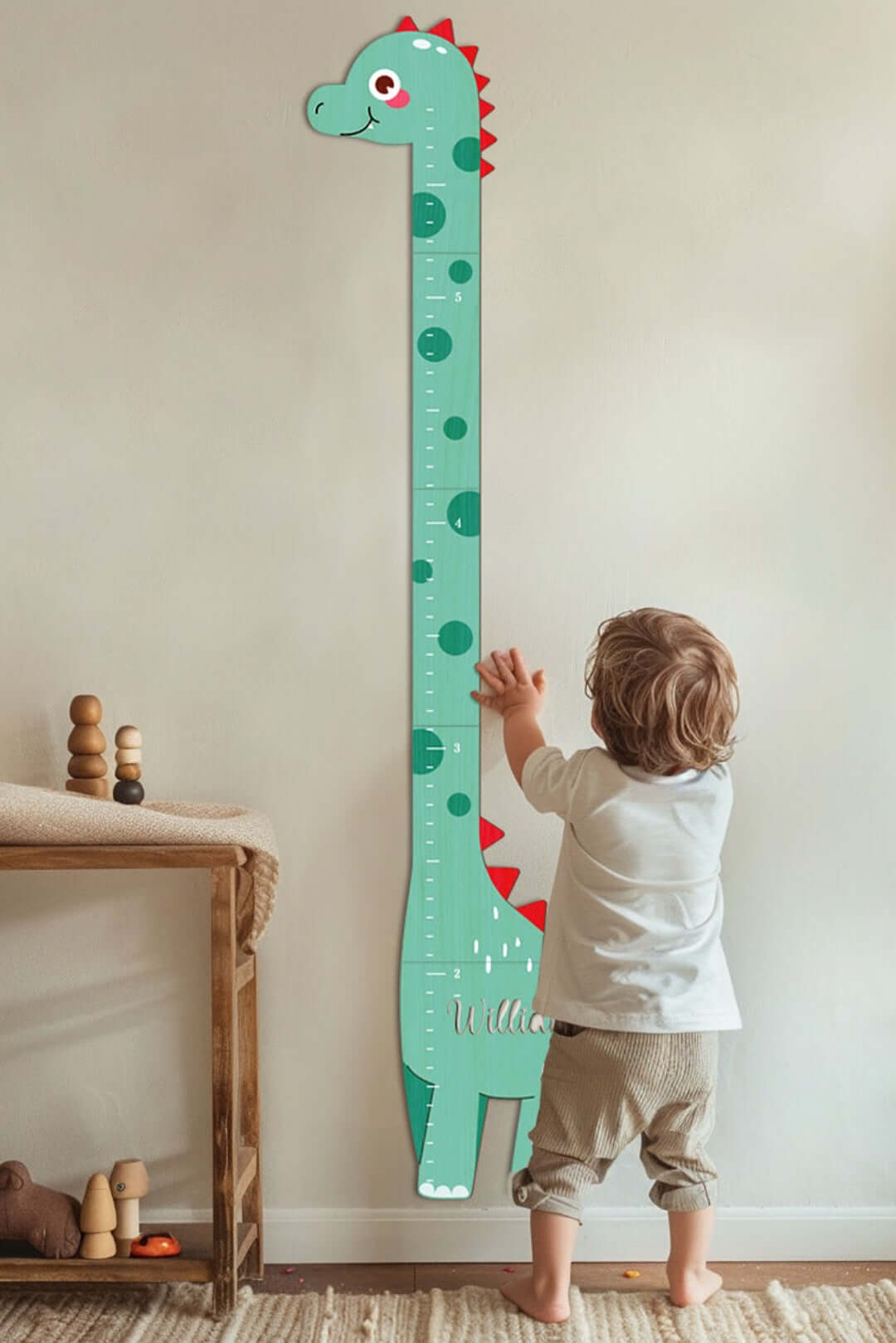 Personalized Wooden Dinosaur Growth Chart Ruler – Woodbests