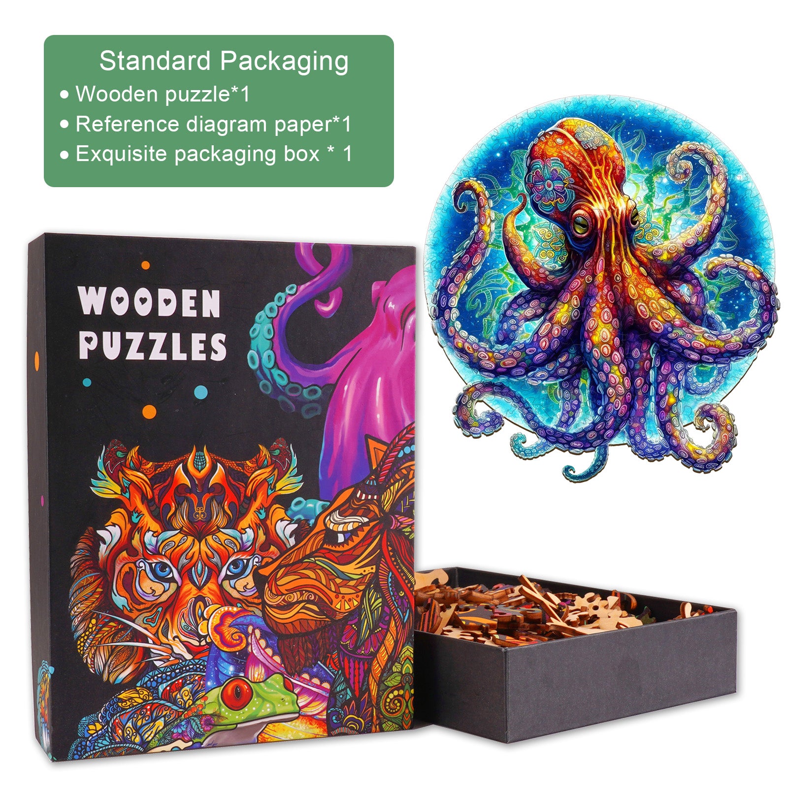 Mandala Octopus Wooden Jigsaw Puzzle For Adults And Kids – Woodbests