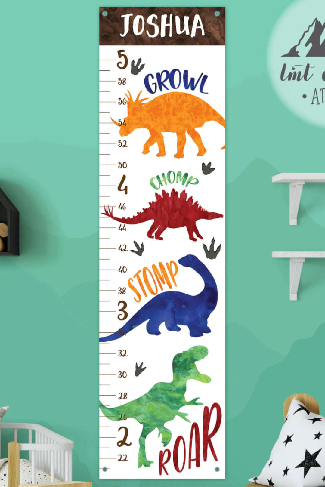 Personalized Dinosaur Hanging Canvas Height Ruler – Woodbests