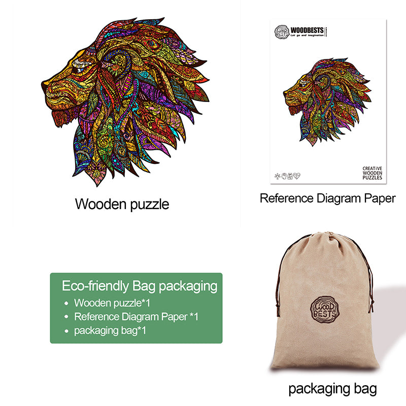 The Jungle King Zoo Animal Lion Shaped Wooden Jigsaw Puzzle – Woodbests