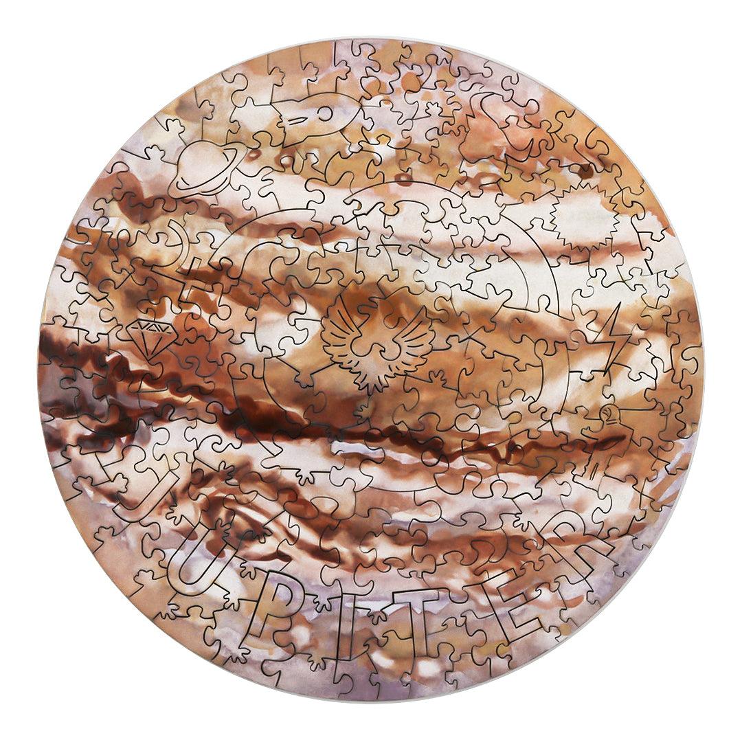 Jupiter Solar System Outer Space Planet Shaped Big Round Wooden Jigsaw ...