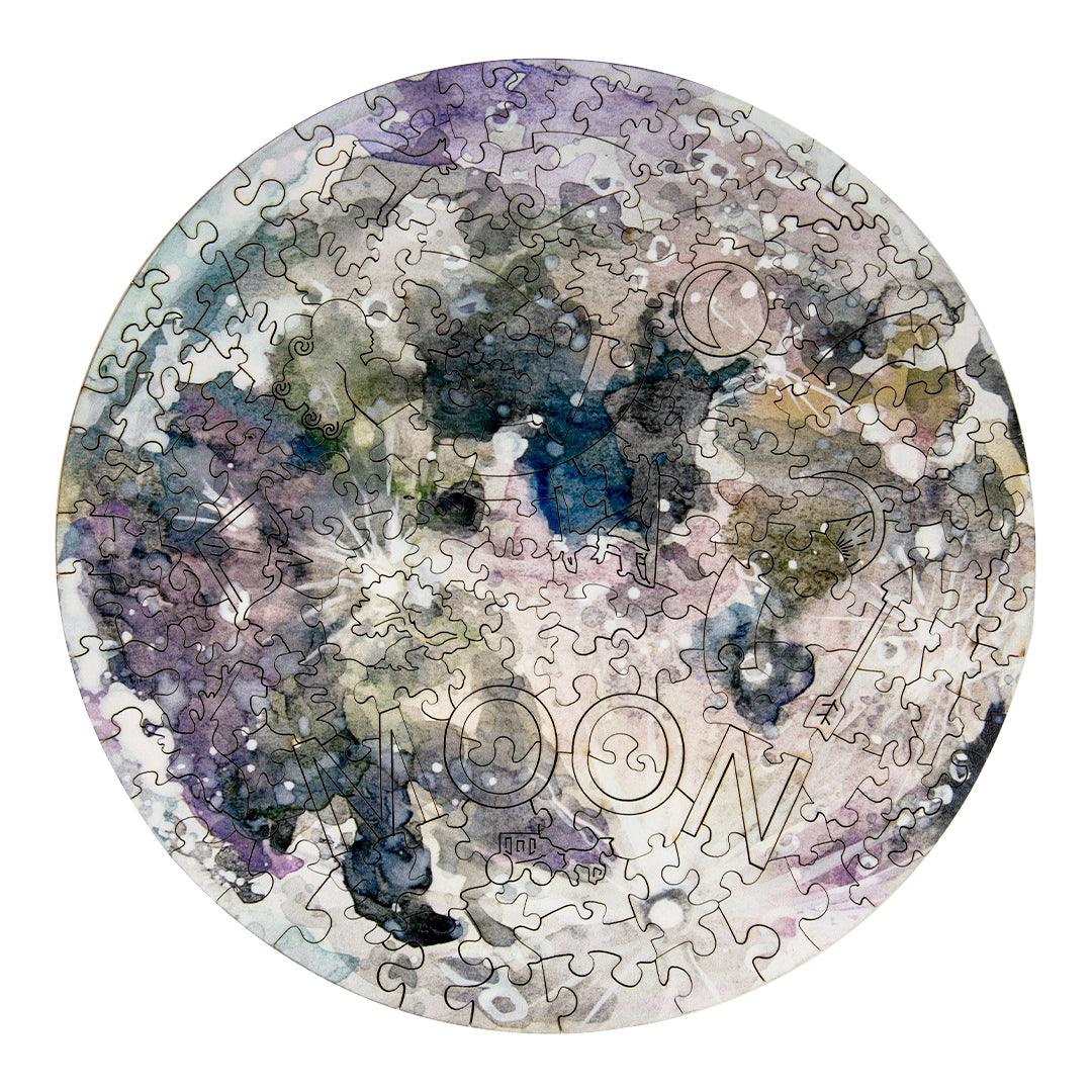 Moon Solar System Outer Space Planet Shaped Big Round Wooden Jigsaw ...