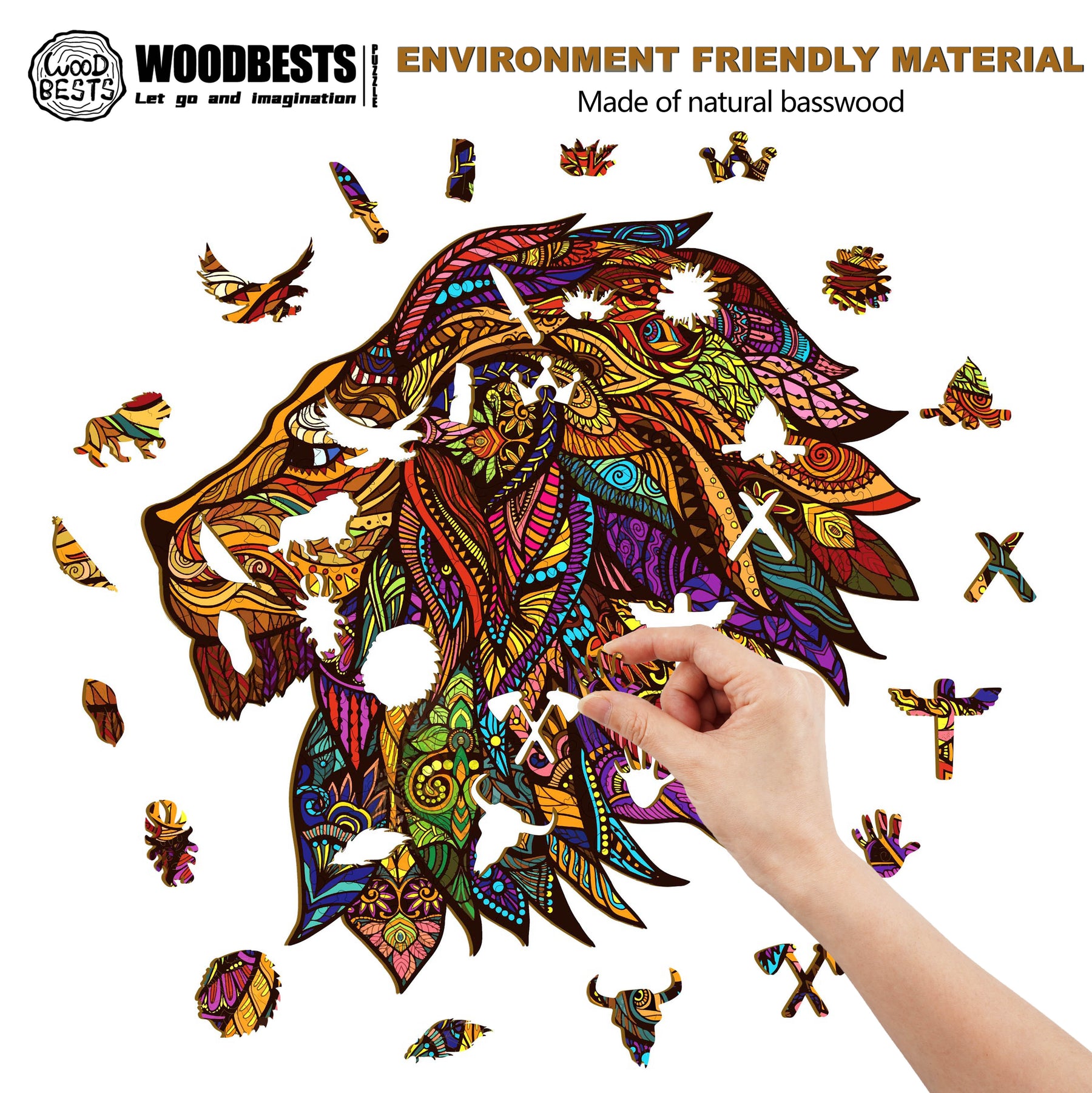 The Jungle King Zoo Animal Lion Shaped Wooden Jigsaw Puzzle – Woodbests