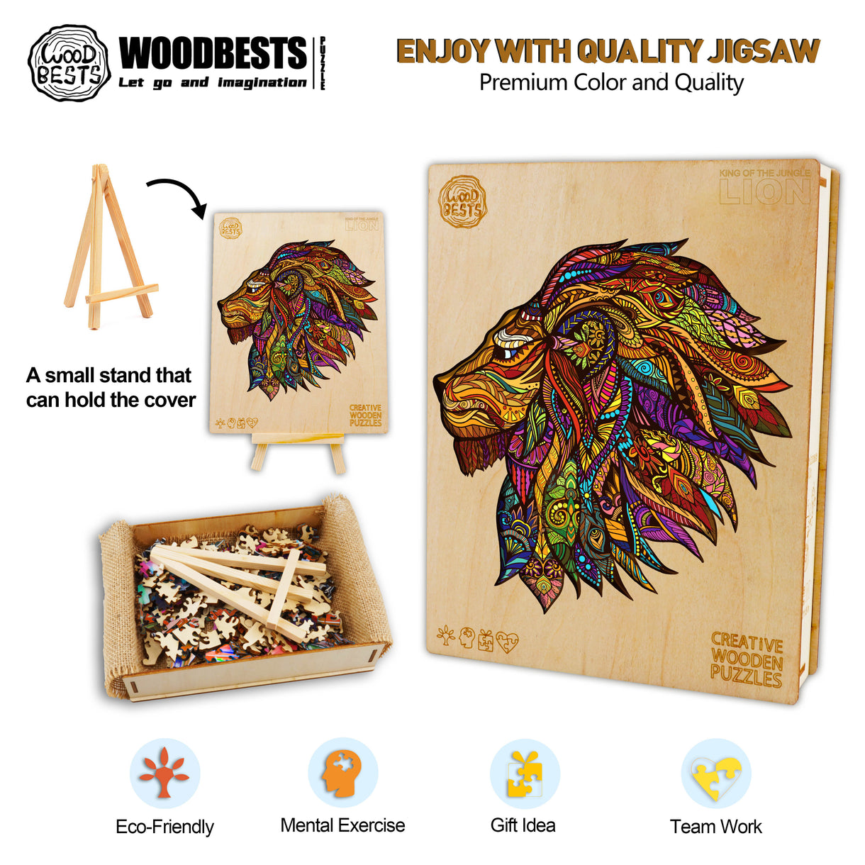 The Jungle King Zoo Animal Lion Shaped Wooden Jigsaw Puzzle – Woodbests