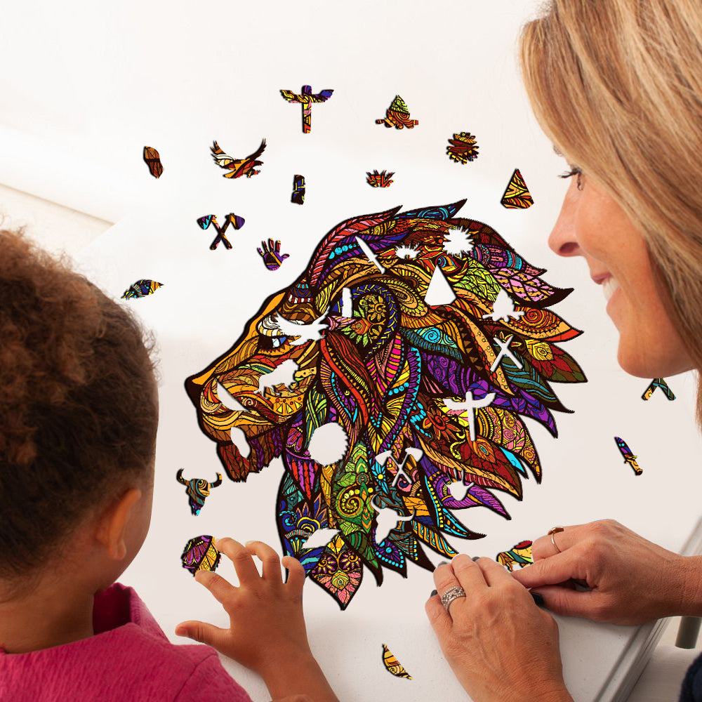 The Jungle King Zoo Animal Lion Shaped Wooden Jigsaw Puzzle – Woodbests